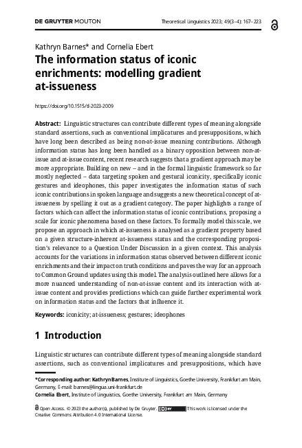 (PDF) The information status of iconic enrichments: modelling gradient at-issueness