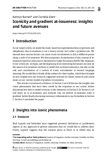 (PDF) Iconicity and gradient at-issueness: insights and future avenues