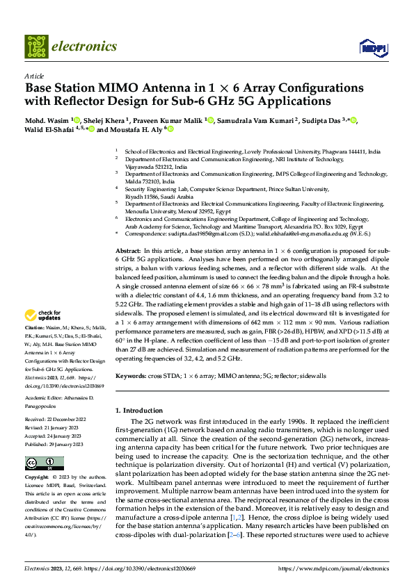 (PDF) Base Station MIMO Antenna in 1 × 6 Array Configurations with ...