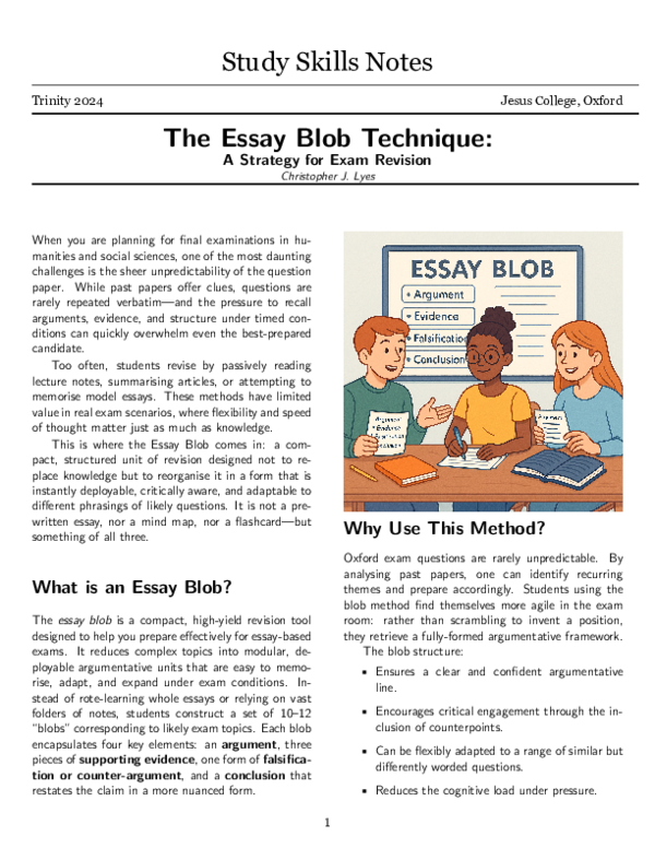 (PDF) The Essay Blob Technique (Study Skills Note)