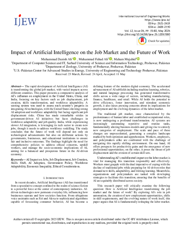 (PDF) Impact of Artificial Intelligence on the Job Market and the ...