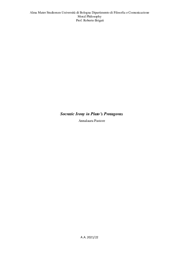 (PDF) Socratic Irony in Plato's Protagoras
