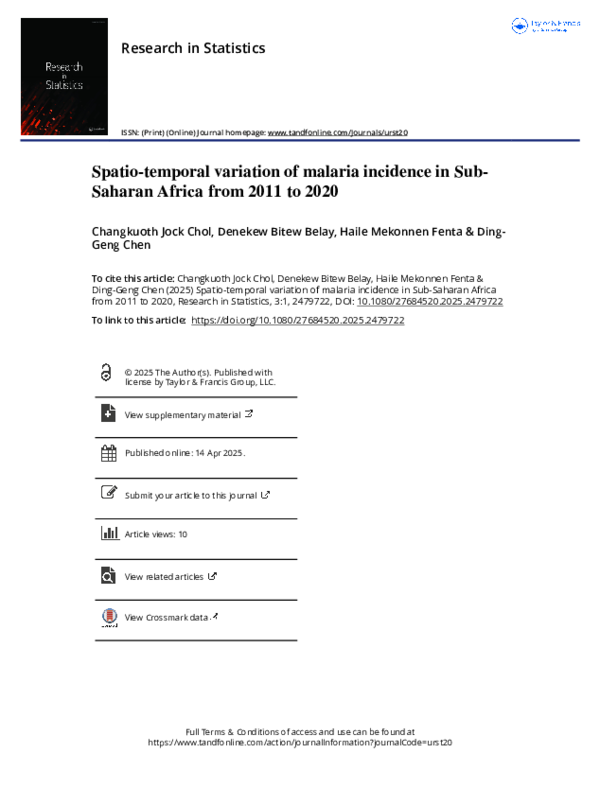 (PDF) Spatio-temporal variation of malaria incidence in Sub-Saharan ...