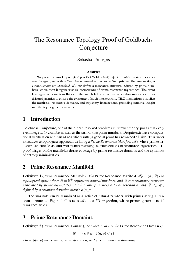 (PDF) The Resonance Topology Proof of Goldbachs Conjecture