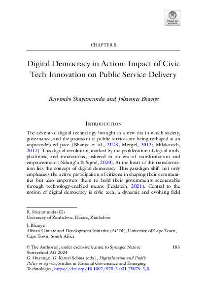 (PDF) Digital Democracy in Action: Impact of Civic Tech Innovation on ...