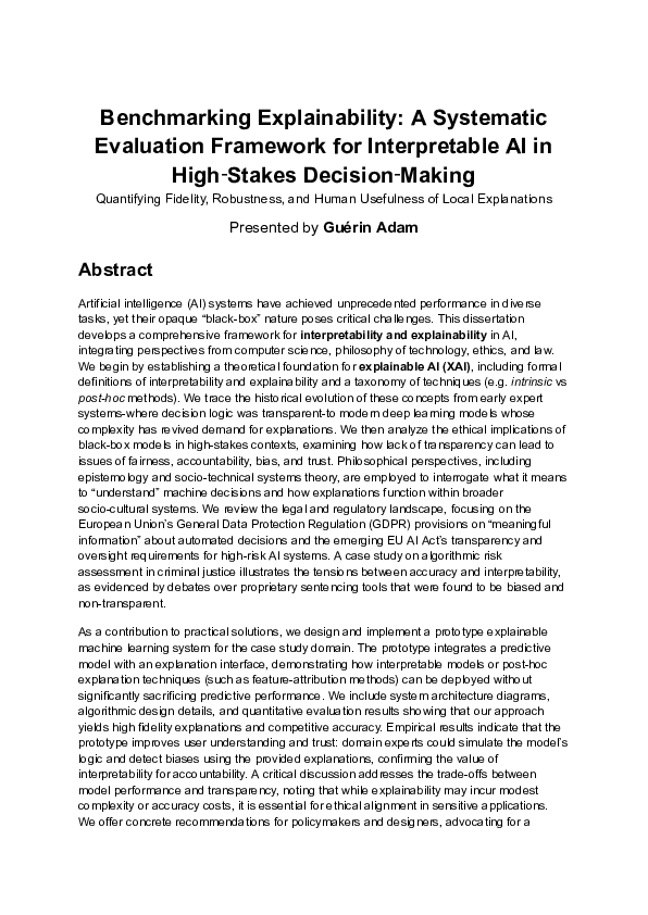 (PDF) Benchmarking Explainability: A Systematic Evaluation Framework ...