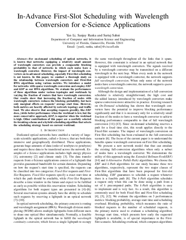(PDF) In-advance first-slot scheduling with wavelength conversion for e ...