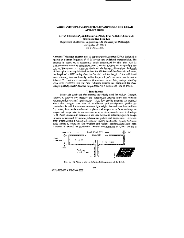 (PDF) Wideband coplanar patch-slot antennas for radar applications