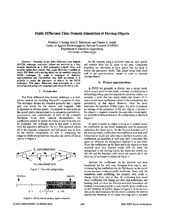 (PDF) Finite difference time domain simulation of moving objects