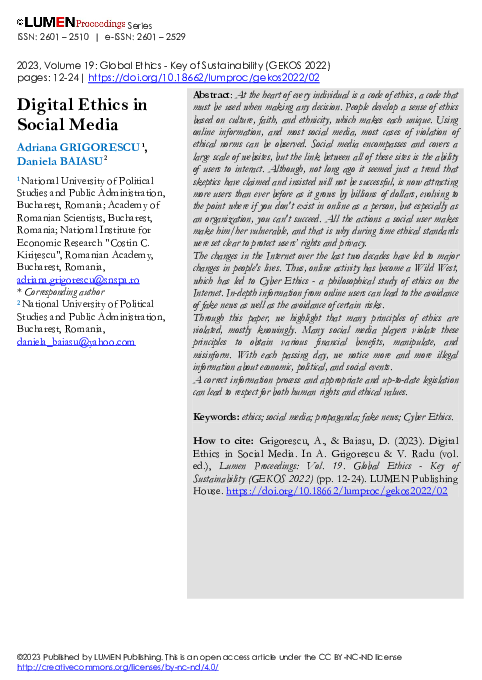 (PDF) Digital Ethics in Social Media