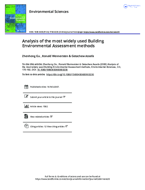 (PDF) Analysis of the most widely used Building Environmental ...