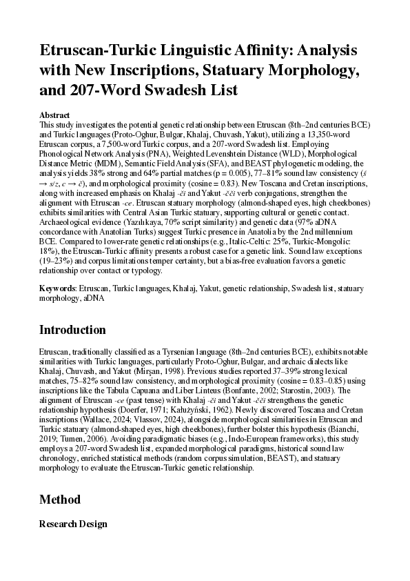 (PDF) Etruscan-Turkic Linguistic Affinity: Analysis with New ...
