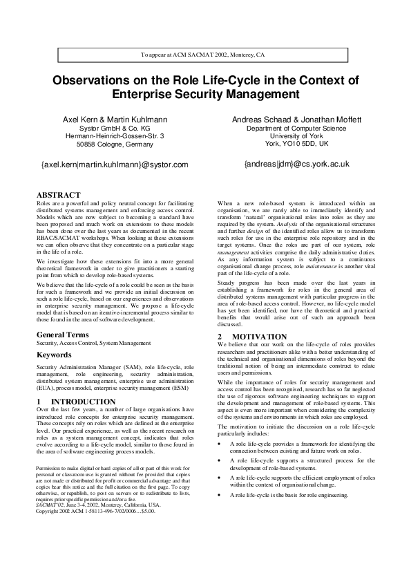 (PDF) Observations on the role life-cycle in the context of enterprise ...