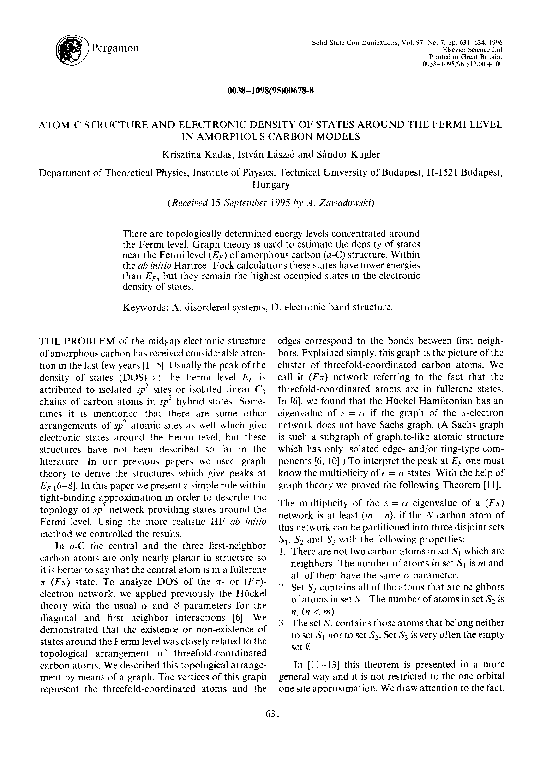 (PDF) Atomic structure and electronic density of states around the ...