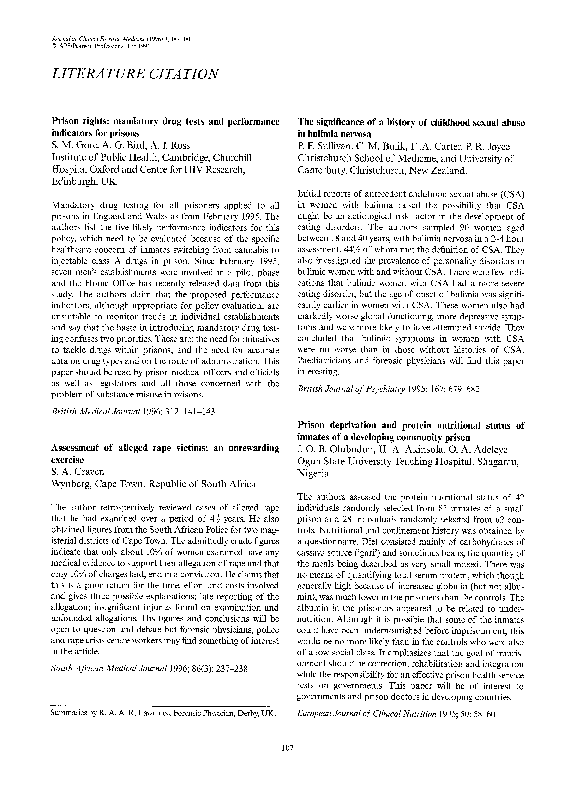 (PDF) Prison deprivation and protein nutritional status of inmates of a ...