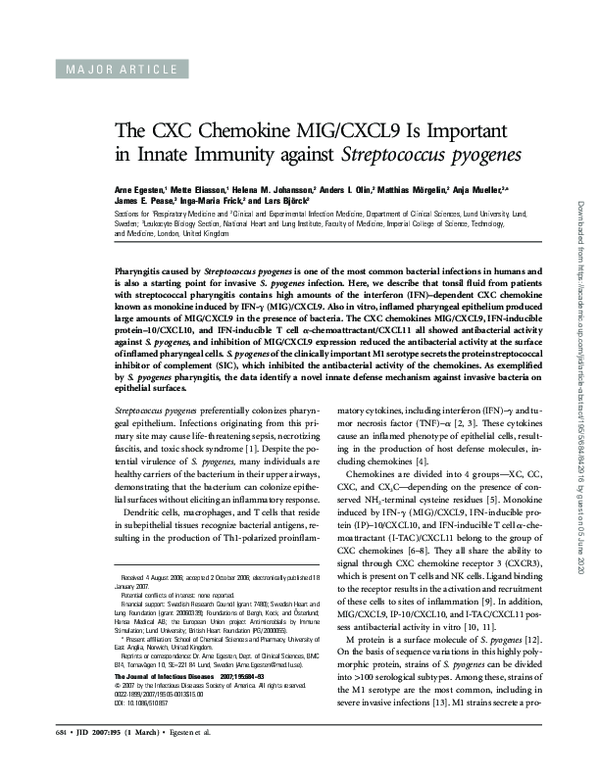 (PDF) The CXC Chemokine MIG/CXCL9 Is Important in Innate Immunity ...