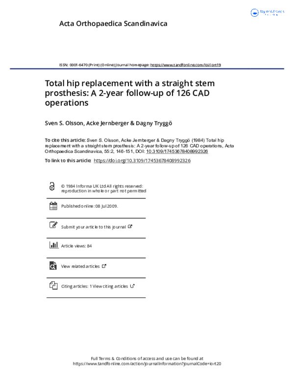 (PDF) Total hip replacement with a straight stem prosthesis: A 2-year follow-up of 126 CAD ...