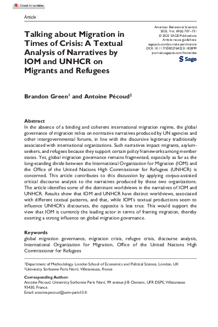 (PDF) Talking about Migration in Times of Crisis: A Textual Analysis of ...