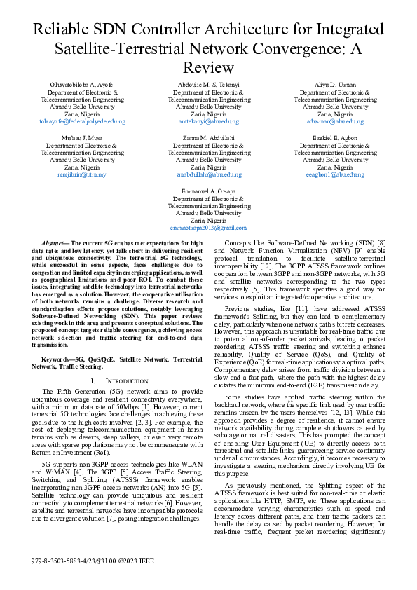 (PDF) Reliable SDN Controller Architecture for Integrated Satellite ...