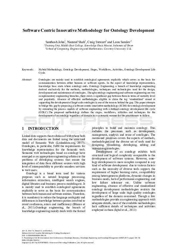 (PDF) Software Centric Innovative Methodology for Ontology Development