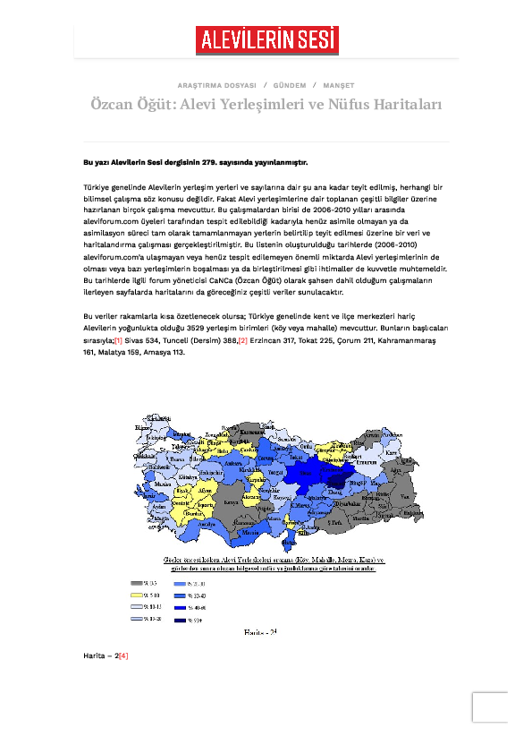 (PDF) Alevi Yerleşimleri ve Nüfus Haritaları
