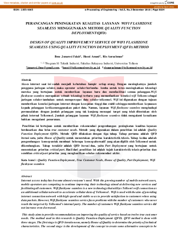 (PDF) Perancangan Peningkatan Kualitas Layanan Wifi Flashzone Seamless Menggunakan Metode ...