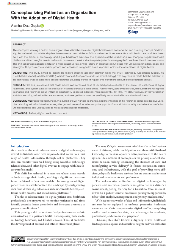 (PDF) Conceptualizing Patient as an Organization With the Adoption of ...