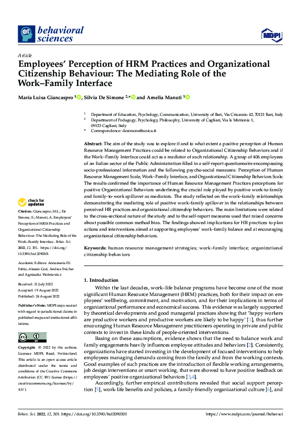 (PDF) Employees’ Perception of HRM Practices and Organizational Citizenship Behaviour: The ...