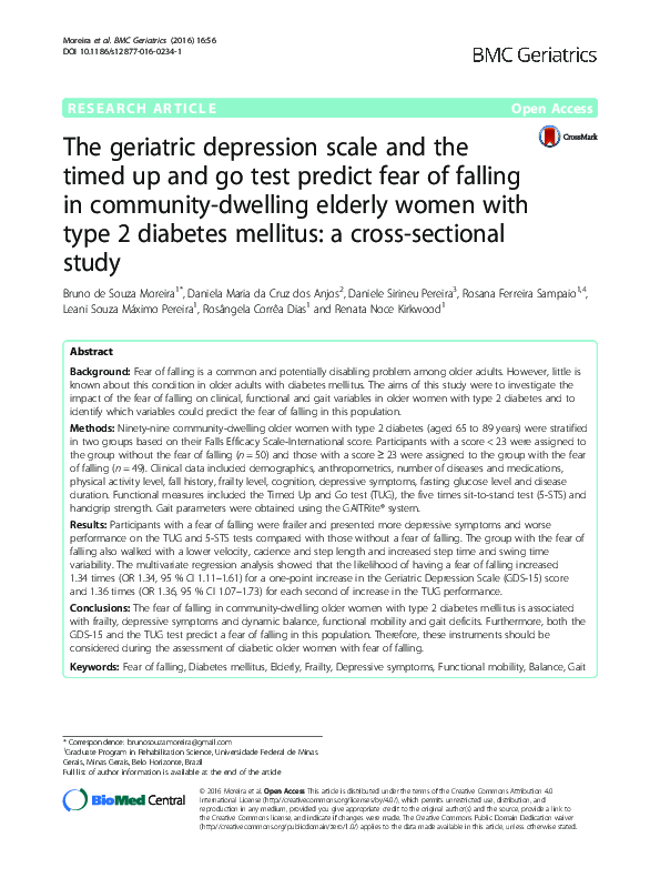 (PDF) The geriatric depression scale and the timed up and go test ...