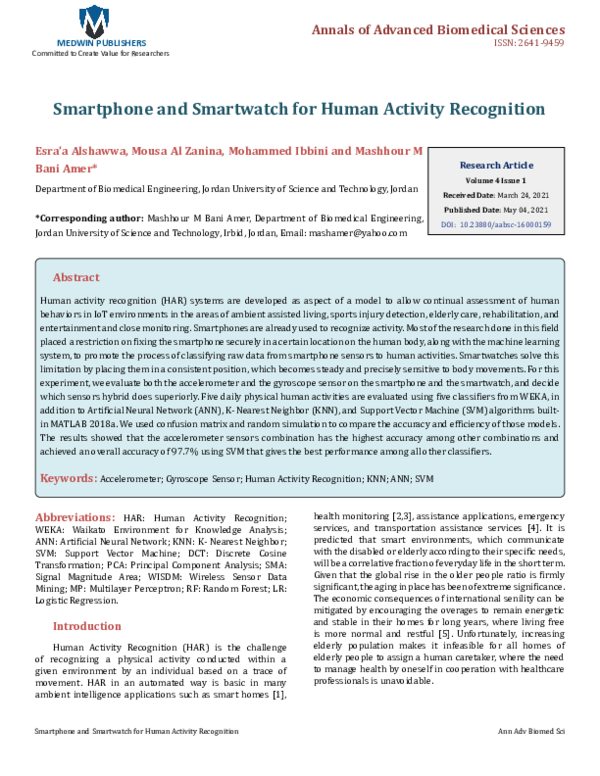 (PDF) Smartphone and Smartwatch for Human Activity Recognition