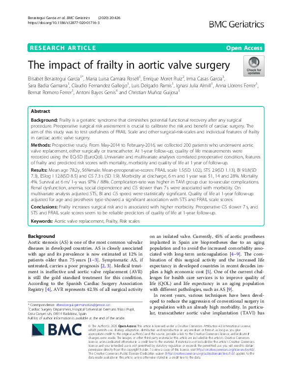 (PDF) The Impact of Frailty in Aortic Valve Surgery
