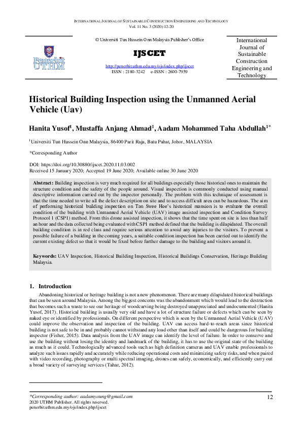 (PDF) Historical Building Inspection using the Unmanned Aerial Vehicle ...