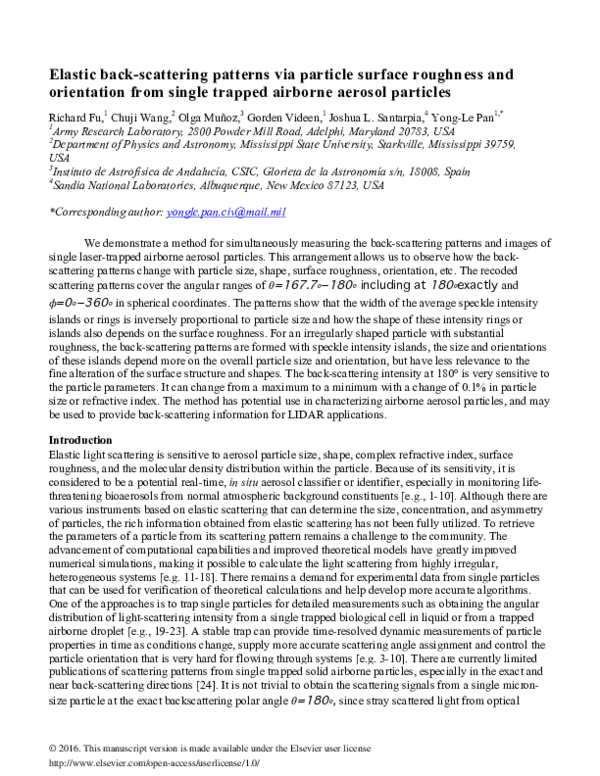(PDF) Elastic back-scattering patterns via particle surface roughness ...