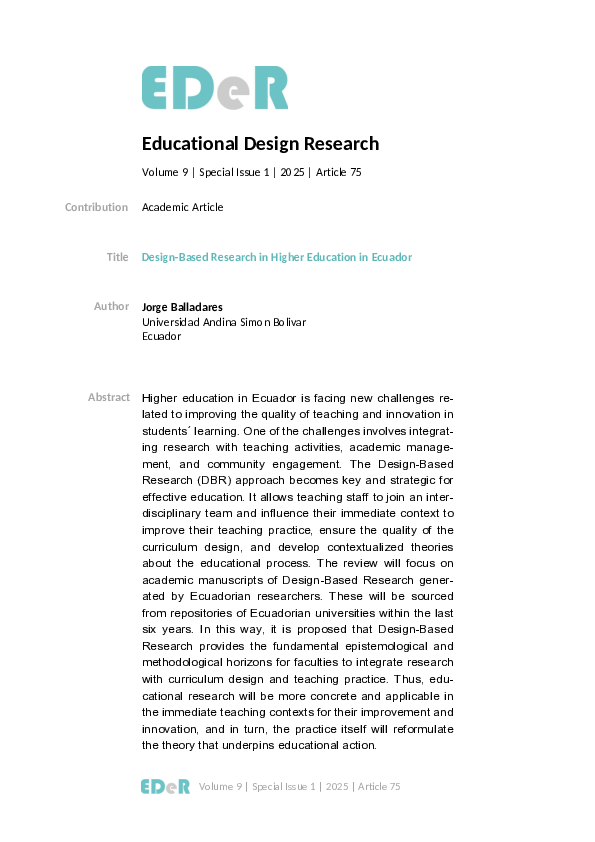 (PDF) Design-Based Research in Higher Education in Ecuador