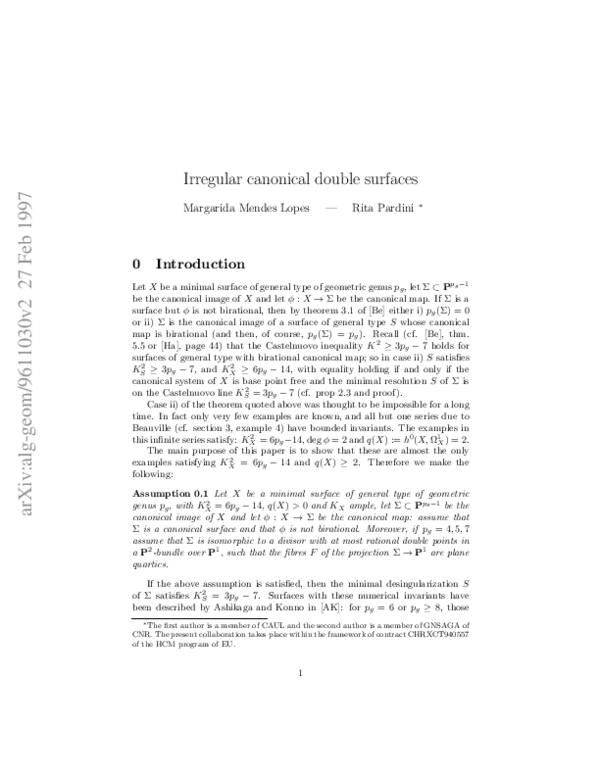 (PDF) Irregular canonical double surfaces