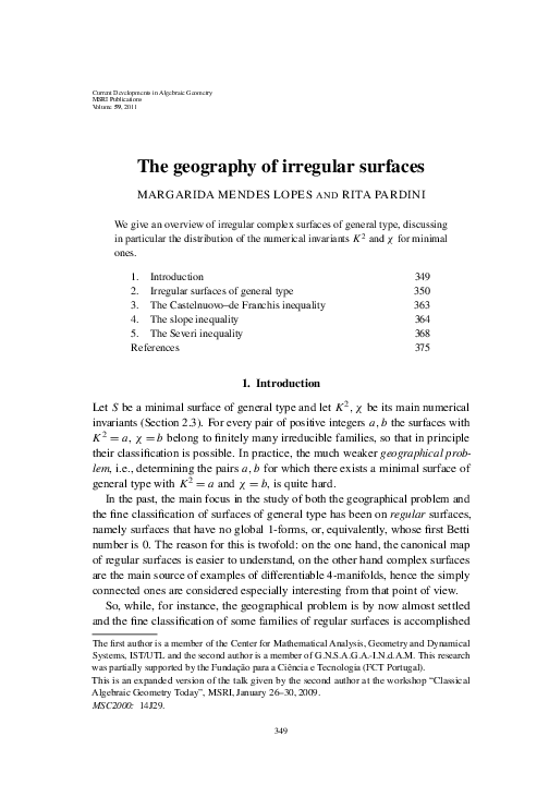 (PDF) The geography of irregular surfaces