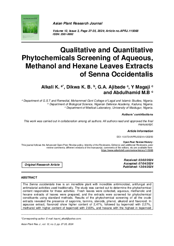 (PDF) Qualitative and Quantitative Phytochemicals Screening of Aqueous, Methanol and Hexane ...
