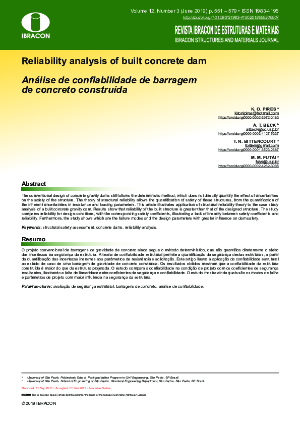 (PDF) Reliability analysis of built concrete dam