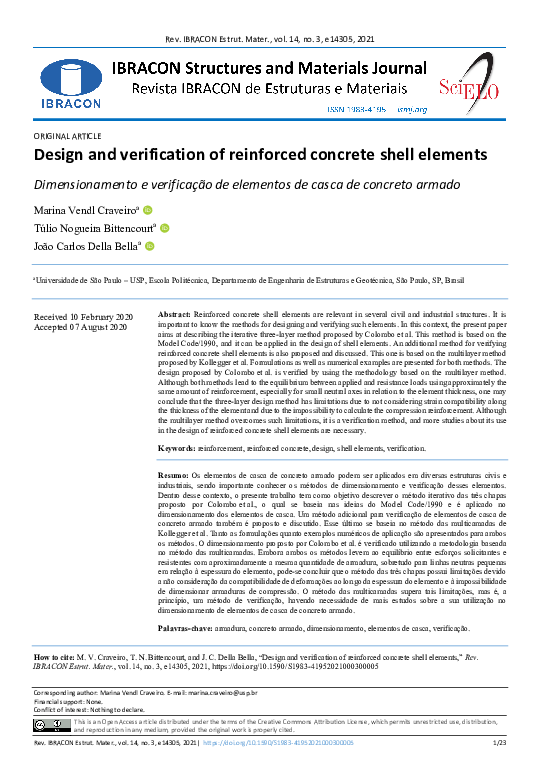 (PDF) Design and verification of reinforced concrete shell elements