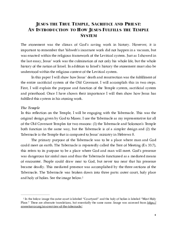 (PDF) Jesus the True Temple, Sacrifice and Priest: An Introduction to ...