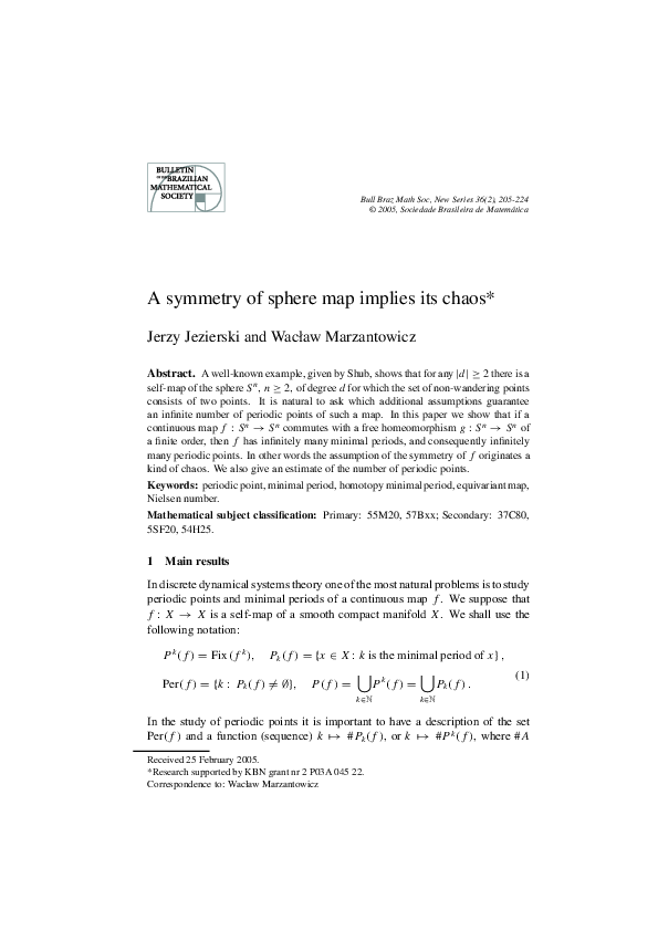 (PDF) A symmetry of sphere map implies its chaos*