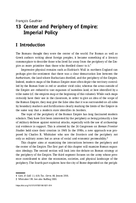 (PDF) Gauthier, F. 2025. "Periphery of Empire: Roman Frontiers and ...