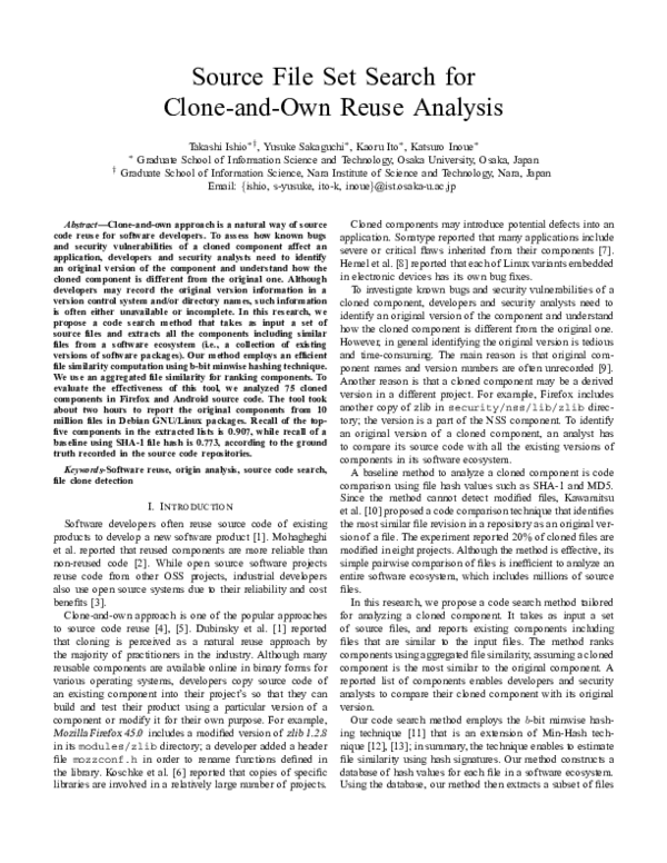 (PDF) Source File Set Search for Clone-and-Own Reuse Analysis