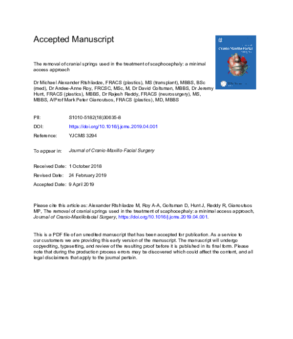 (PDF) The removal of cranial springs used in the treatment of ...