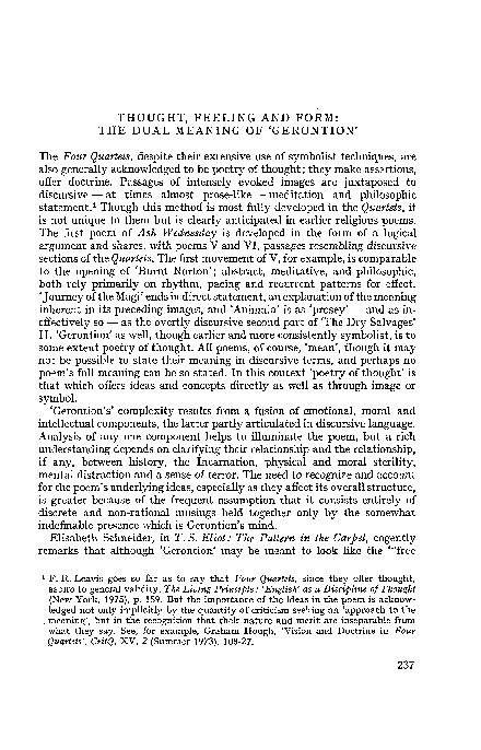 (PDF) Thought, feeling and form: The dual meaning of ‘Gerontion’