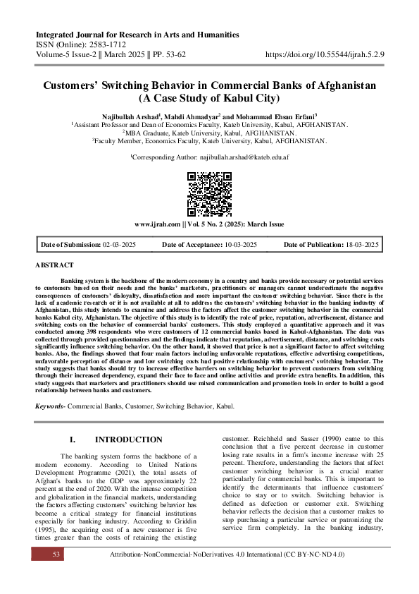 (PDF) Customers’ Switching Behavior in Commercial Banks of Afghanistan ...
