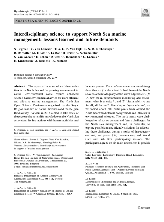 (PDF) Interdisciplinary science to support North Sea marine management ...