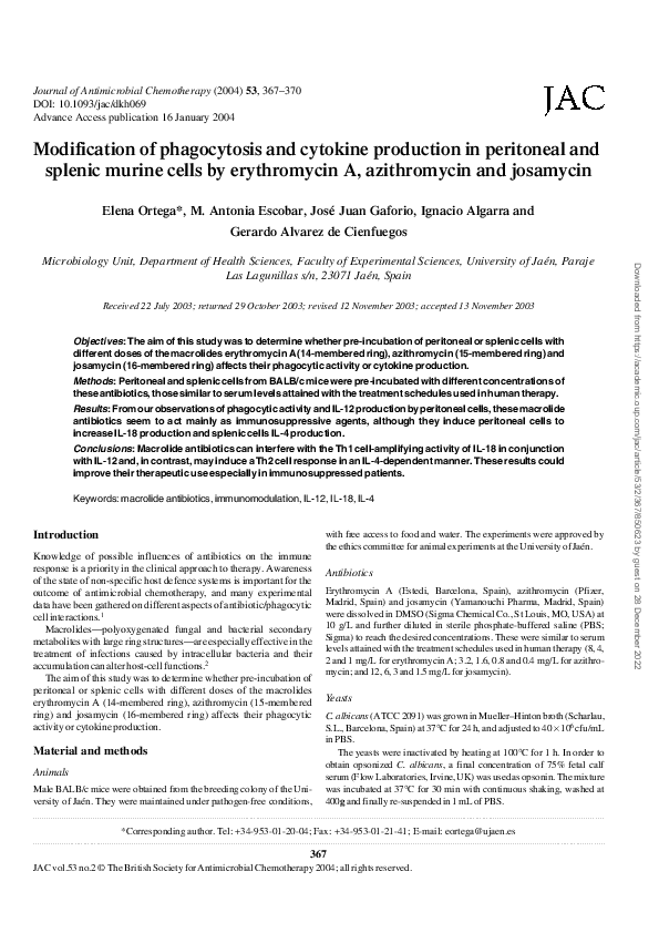 (PDF) Modification of phagocytosis and cytokine production in ...