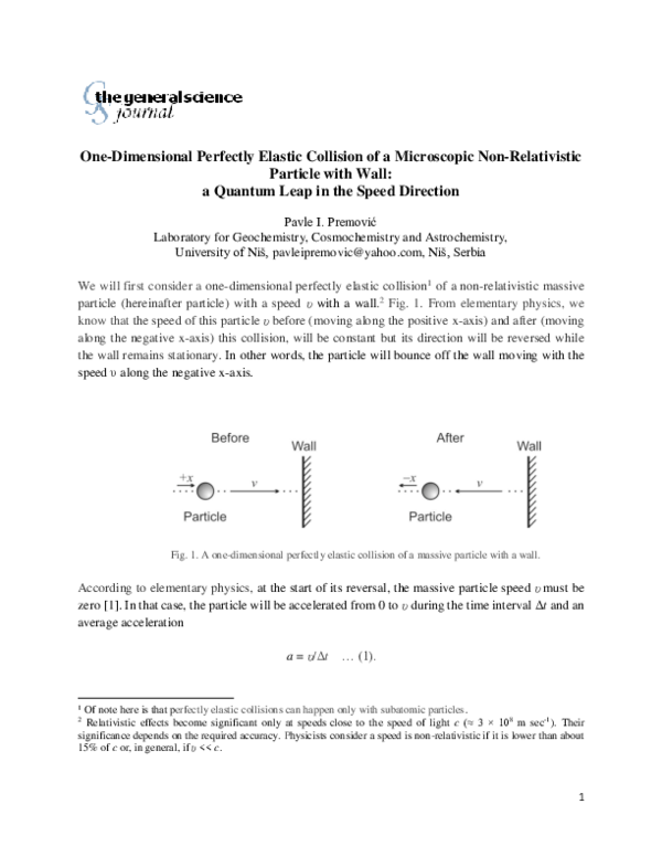 (PDF) One-dimensional perfectly elastic collision of a microscopic non ...