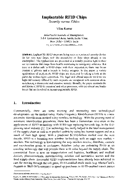 (PDF) Implantable RFID Chips